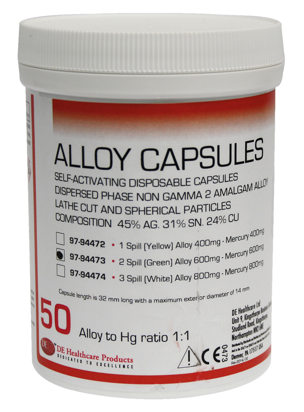 DEHP Amalgam Capsules 2 Spill Non Gamma 2 50pk