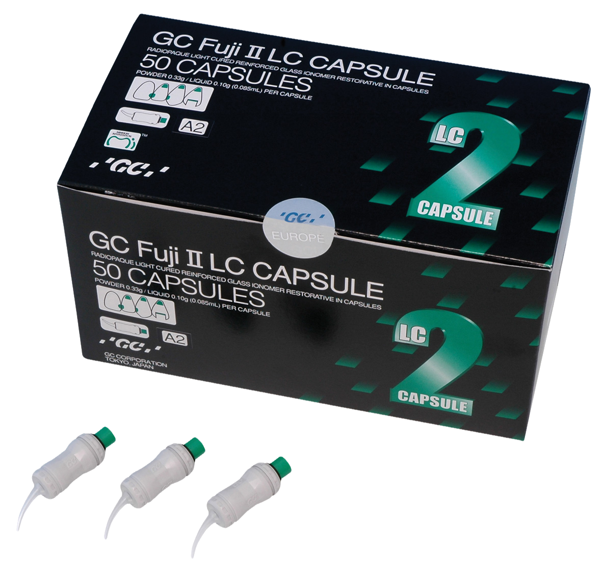 GC Europe Fuji II 2 LC Glass Ionomer Capsules A2 50pk 38026 - Kent Express