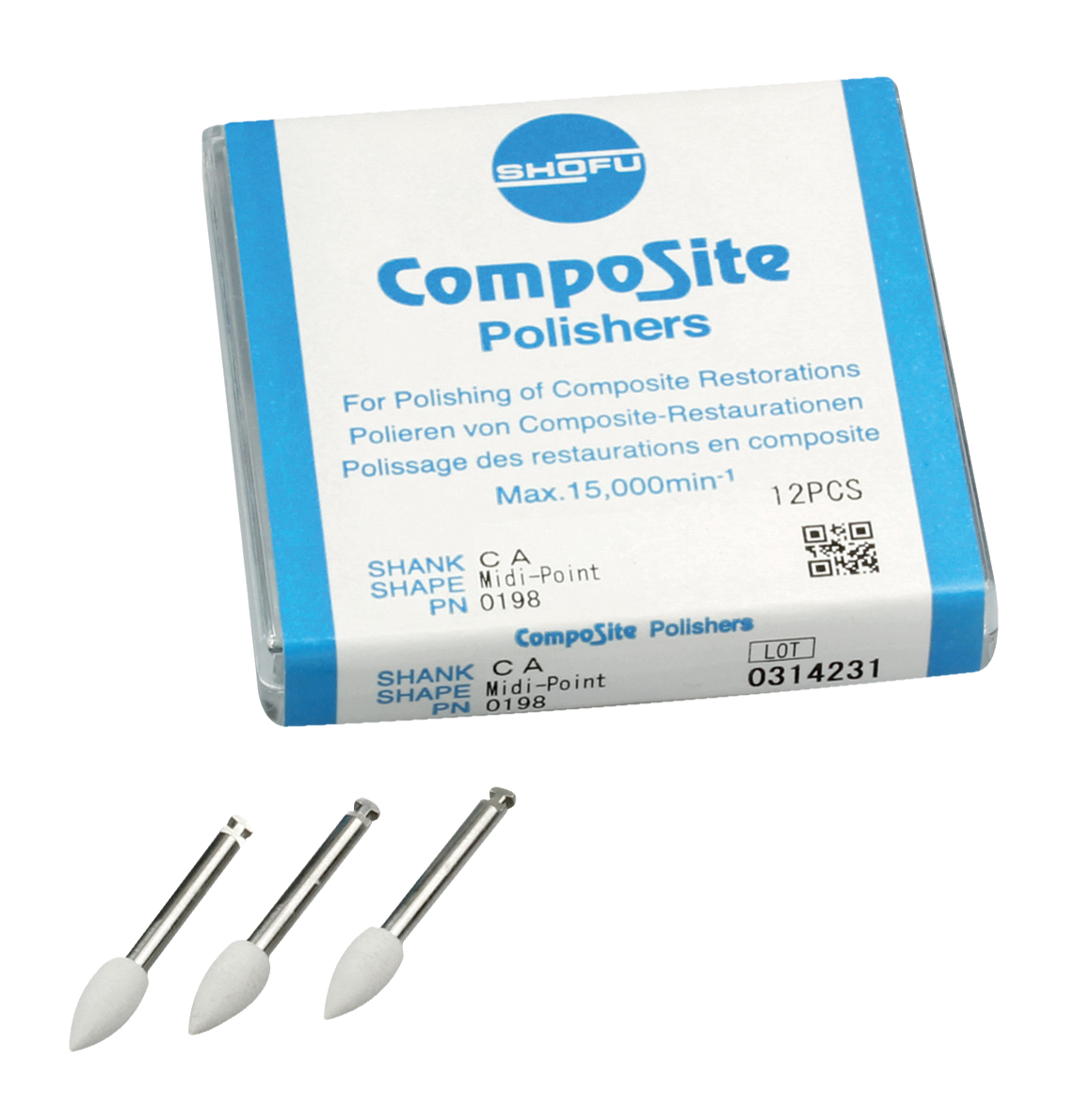 Shofu Dental CompoSite Polishing Midi Point CA 12pk 18175 - Kent Express