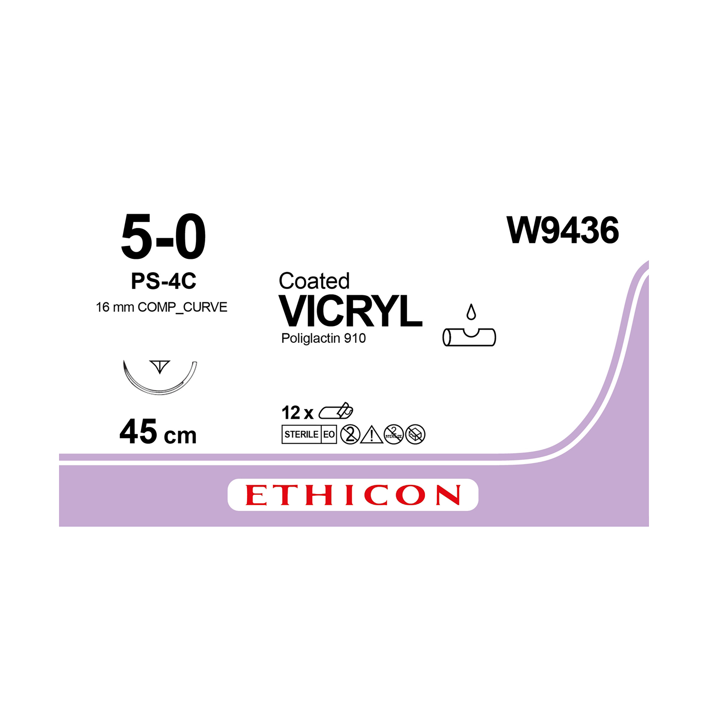 Ethicon Ethicon Sutures Vicryl 5 0 Compound Curve Reverse Cutting 16mm W9436 12pk 47111 - Kent ...