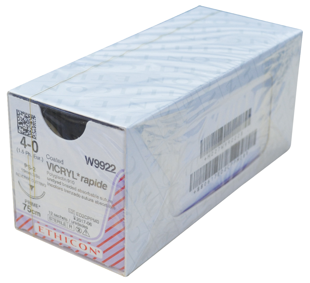 Ethicon Vicryl Rapide Sutures Undyed Coated 75cm 4-0 3 8 Circle Reverse ...