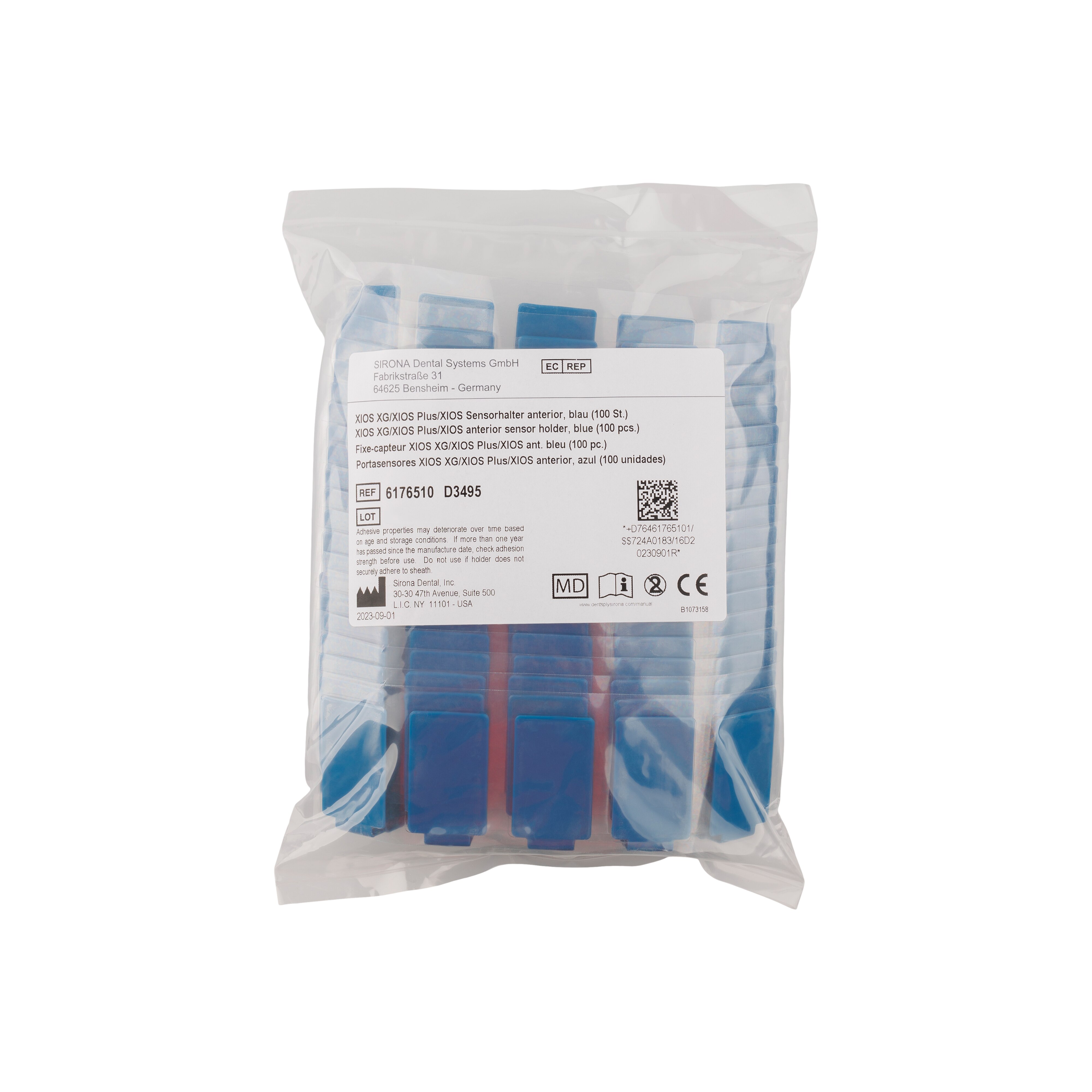 Sirona Dental Xios Anterior Sensor Holder Blue 100 Pk 213064 - Kent Express