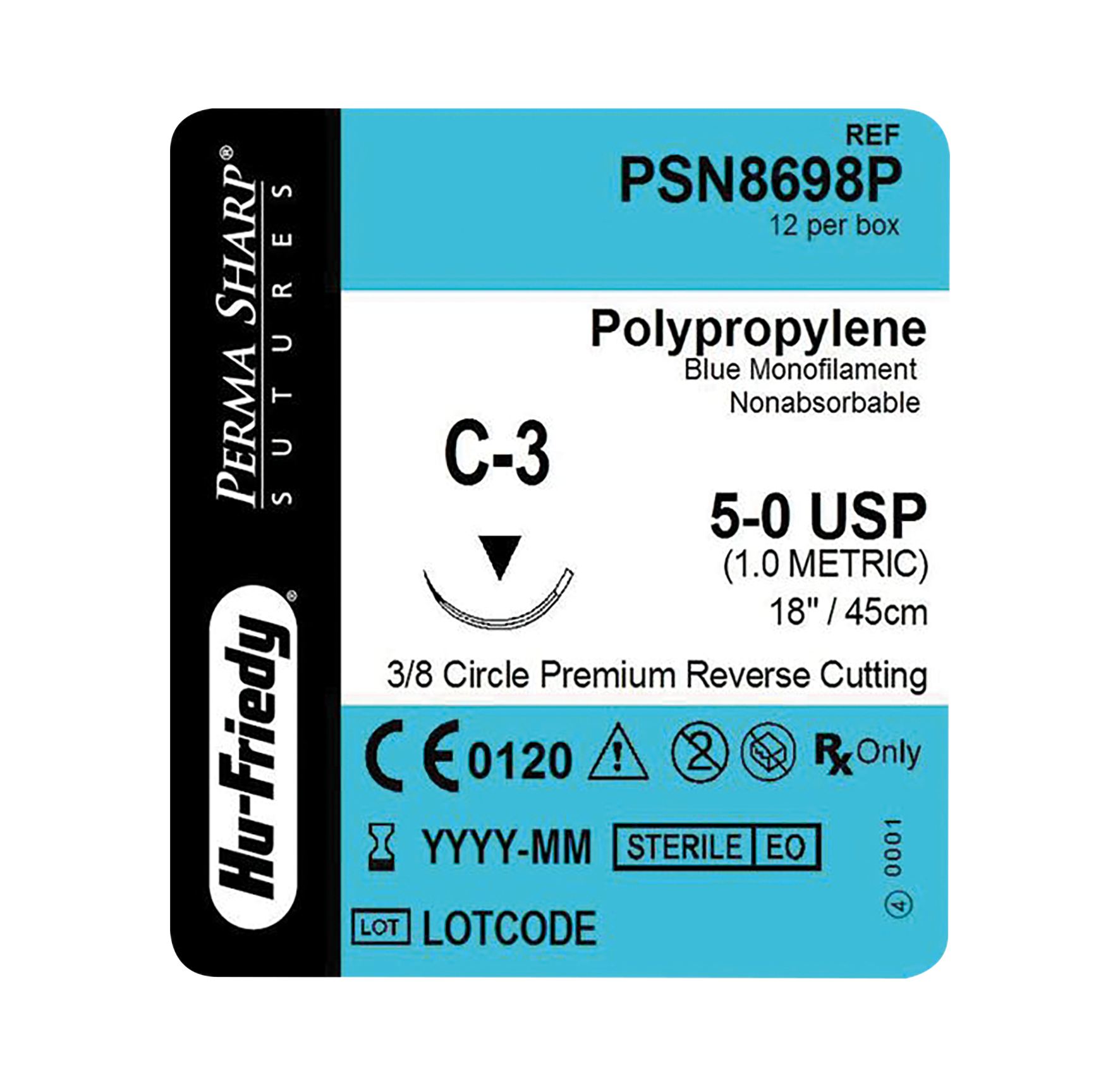 Hu-Friedy Polypropylene Sutures Blue Uncoated 45cm 5-0 3 8 Circle ...