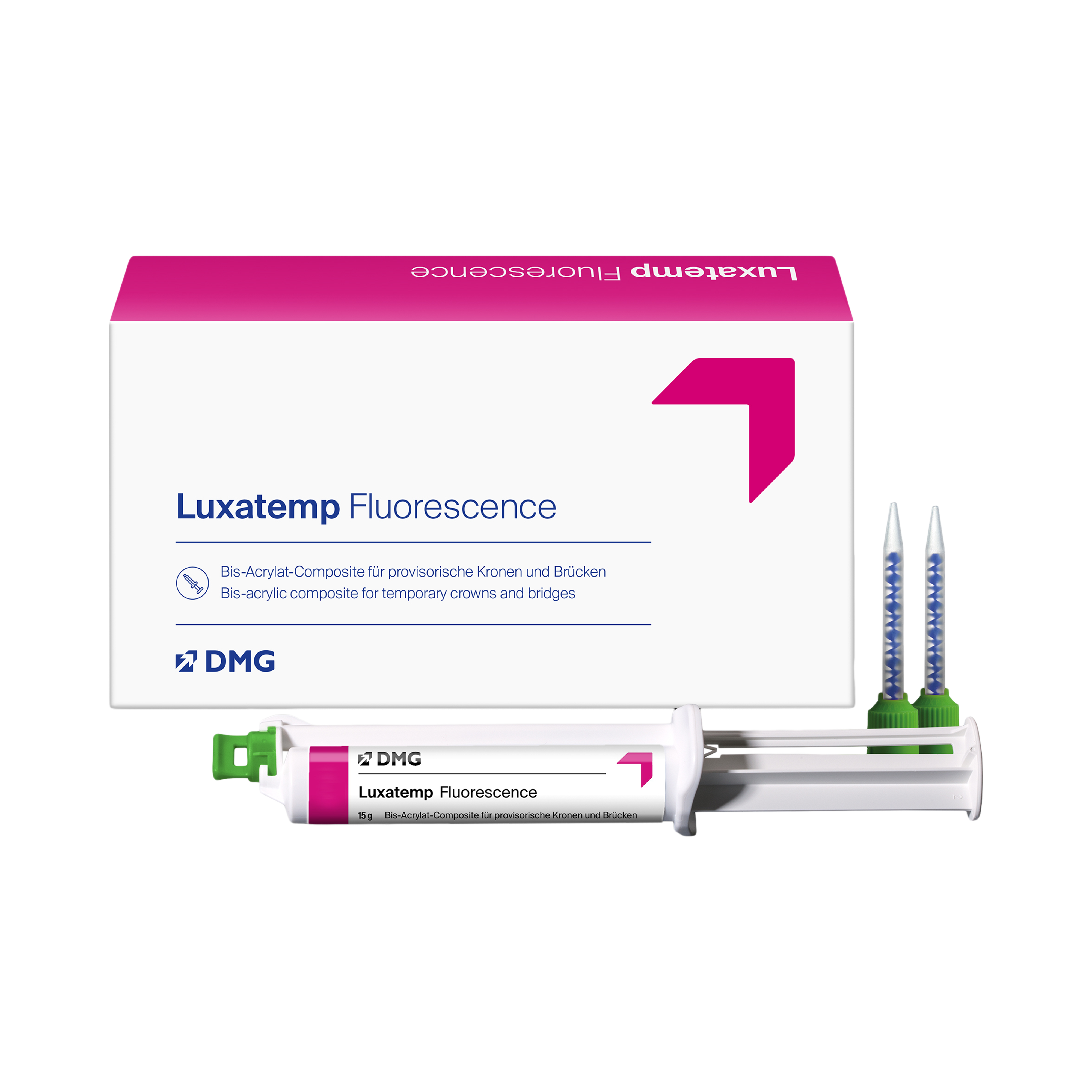 DMG Luxatemp Fluorescence Smartmix 15g A2 + Tips 208615 - Kent Express