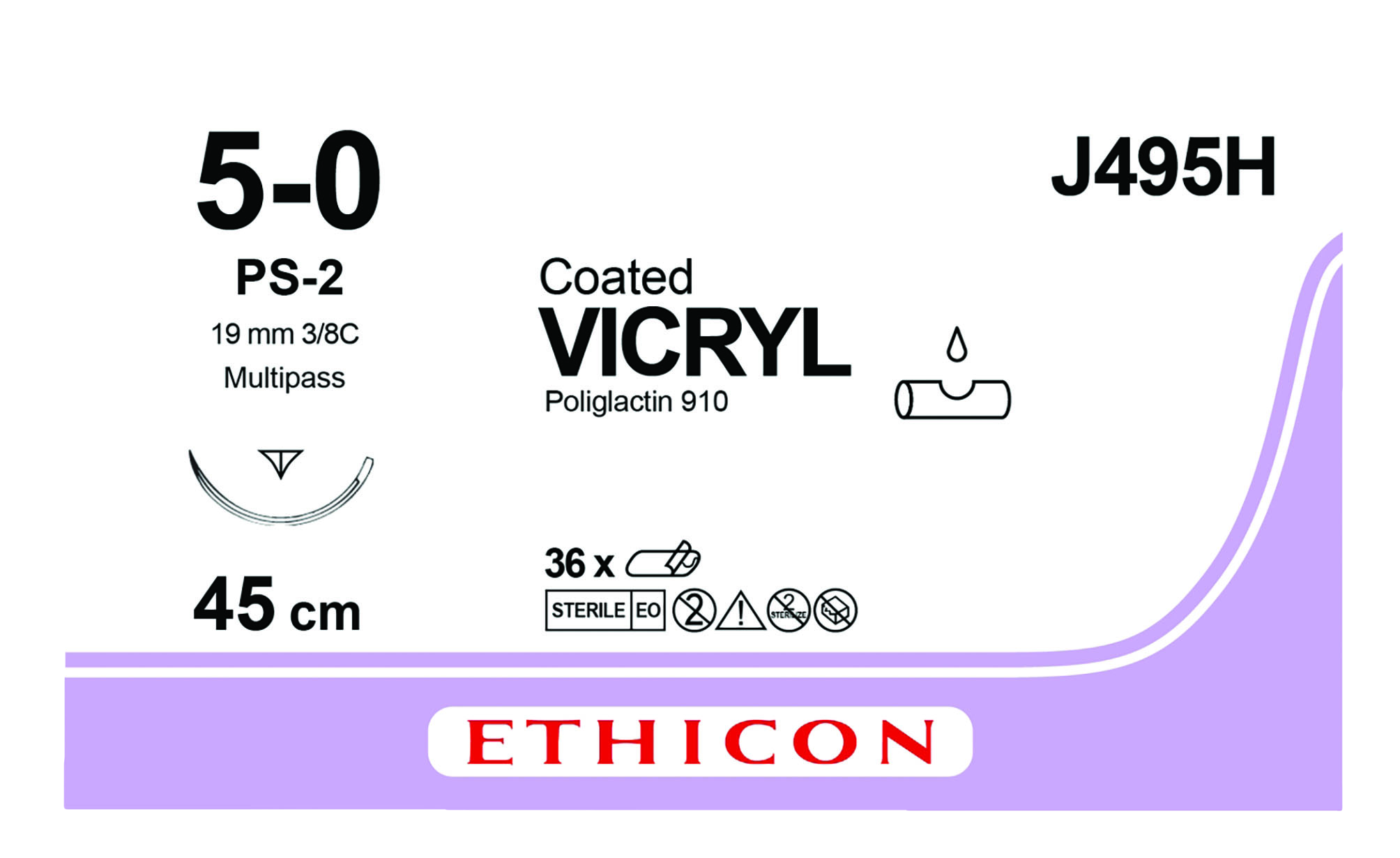 Ethicon Ethicon Sutures Vicryl 5-0 45cm 3 8C 36pk KX229749 - Kent Express